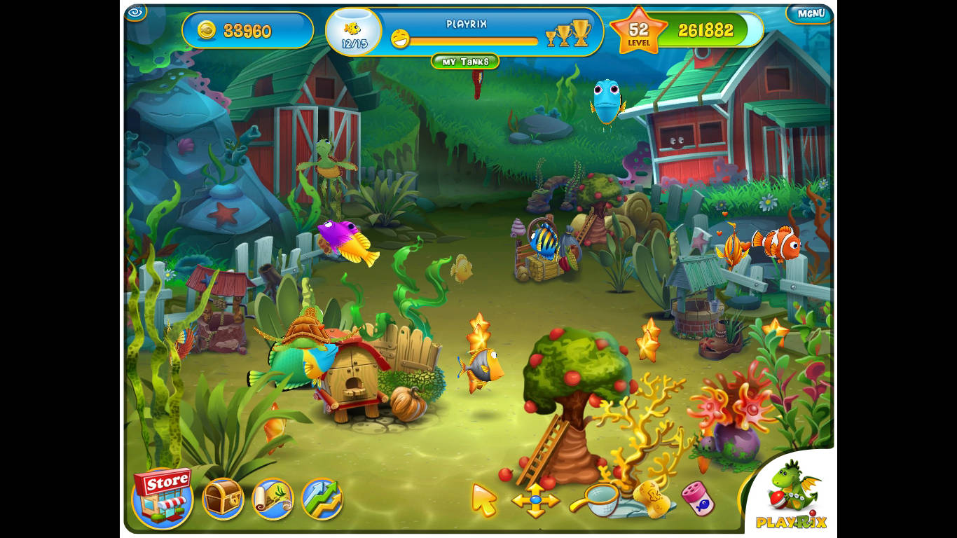 Play Match 3 games in Fishdom 3 and build your own aquarium!